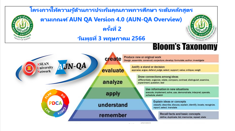 คณะวิทยาศาสตร์ จัดโครงการให้ความรู้ด้านการประกันคุณภาพการศึกษา ระดับหลักสูตรตามเกณฑ์ AUN QA ...